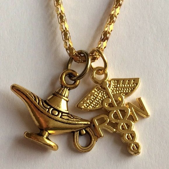 Jewelry | Gold Nursing Caduceus Necklace Plated Graduation Gift Rn ...
